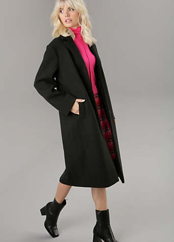 Selected Slit Design Long Coat by Aniston | Look Again