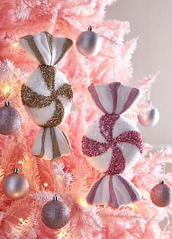 Set of 2 Assorted Candy Stripe Hanging Sweets | Look Again