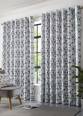 Skandi Jacquard Pair of Eyelet Lined Curtains by Alan Symonds | Look Again