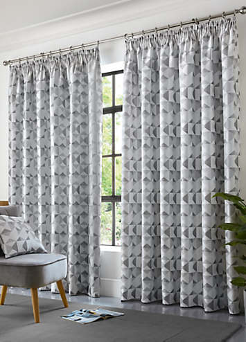 Skandi Jacquard Pair of Pencil Pleat Lined Curtains by Alan Symonds ...