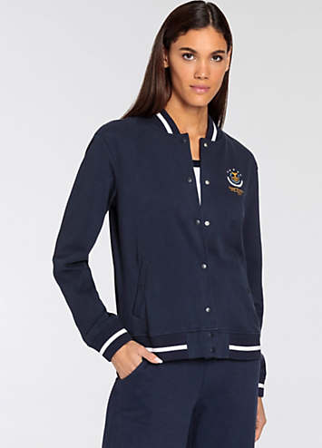 Snap Fasteners Long Sleeve Sweat Jacket by DELMAO | Look Again