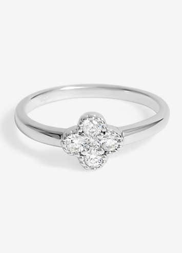 Sterling Silver 925 Pave Clover Ring by Simply Silver | Look Again