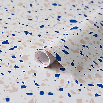Sticky Back Plastic Terrazzo Blue Vinyl Wrap Film for Doors & Furniture ...