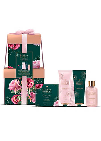 Velvet Rose & Peony Stacked Box Gift Set by The Luxury Bathing Company ...