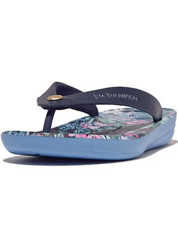 iQushion X Jim Thompson Floral Print Toe Post Sliders by FitFlop | Look ...