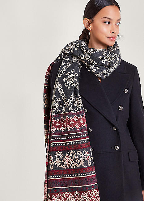 Border Jacquard Scarf by Monsoon Look Again