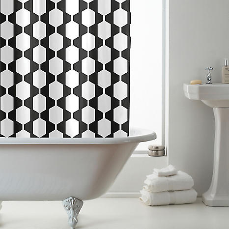 Country Club Retro Mono Shower Curtain Look Again