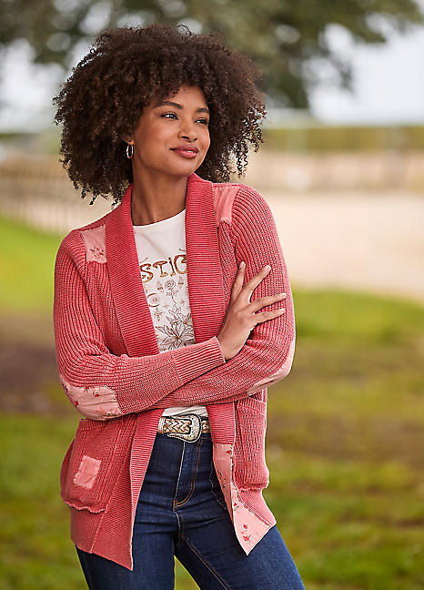 Floral Patchwork Edge to Edge Shawl Cardigan by Joe Browns Look Again