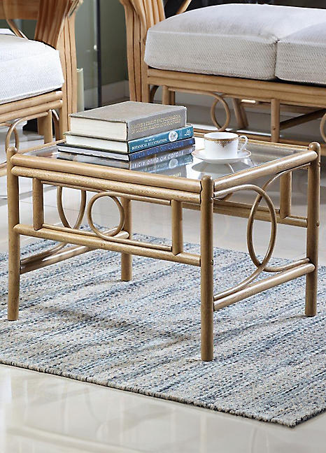 Glass rattan coffee table store