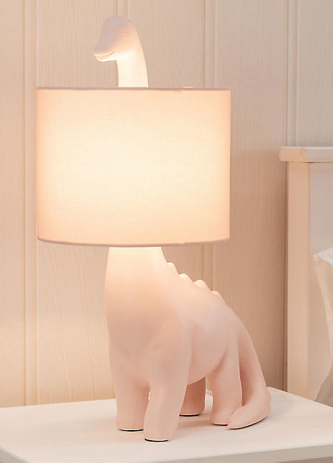 Pink Dinosaur Table Lamp with Shade Braided Flex by ValueLights Look Again