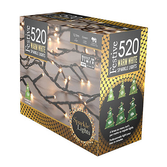 520 Indoor & Outdoor LED Fairy Sparkle Lights - Warm White by Festive ...