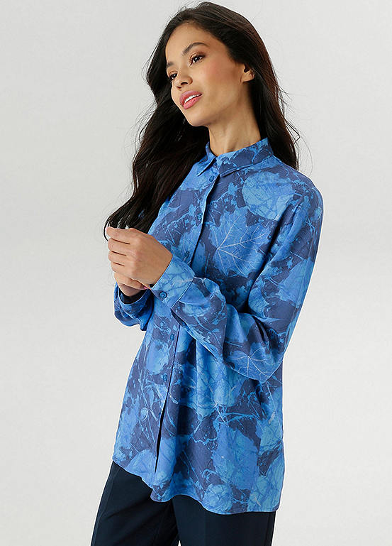 Abstract Leaf Print Blouse by Aniston | Look Again