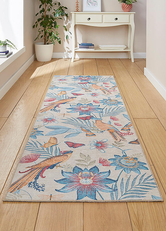 Amaya Tropical Birds Washable Runner by Catherine Lansfield | Look Again