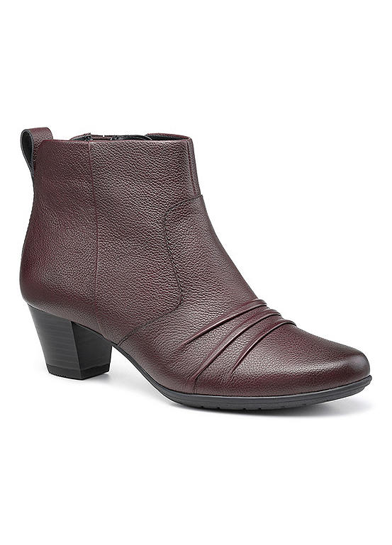 Aubrey Wine Block Heel Leather Ankle Boots by Hotter | Look Again