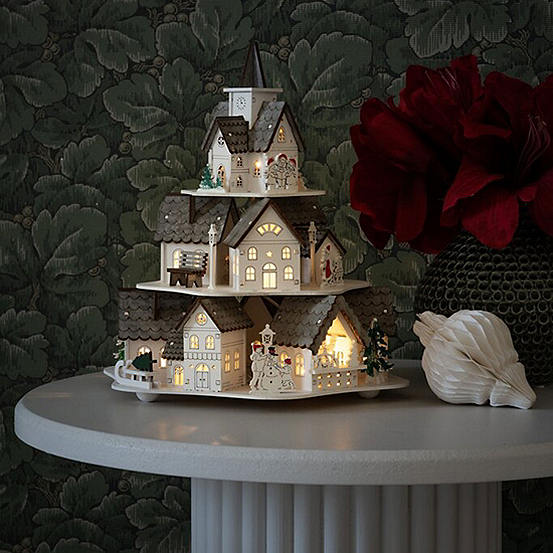 Battery Operated Wooden House Stack by Konstsmide | Look Again