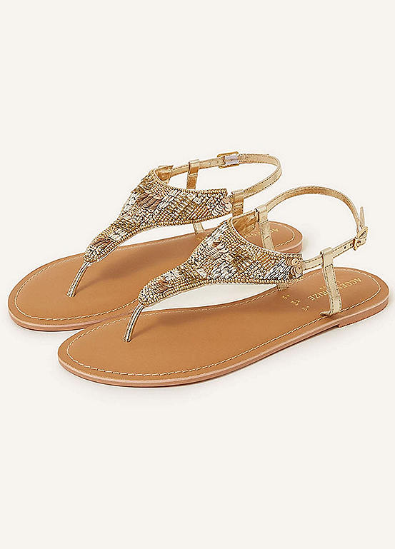 Bead & Sequin Embellished Toe Post Sandals by Accessorize | Look Again
