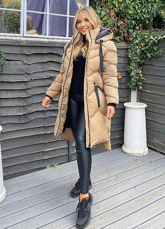 Biscuit Padded Coat by AX Paris | Look Again