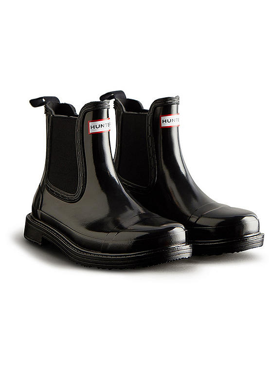 Black Commando Gloss Chelsea Boots by Hunter | Look Again