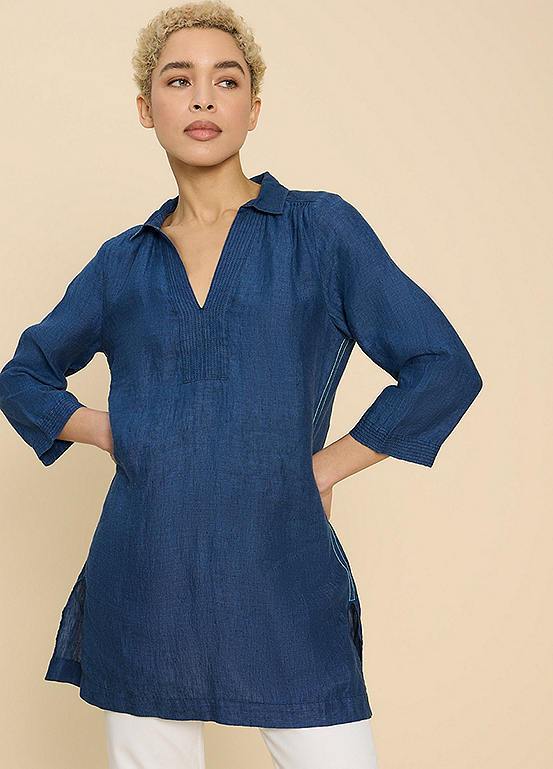 Blaire Navy Linen Tunic by White Stuff | Look Again