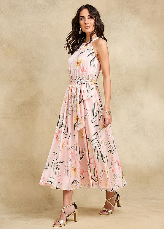 Blush Floral Print Midi Dress by Together | Look Again