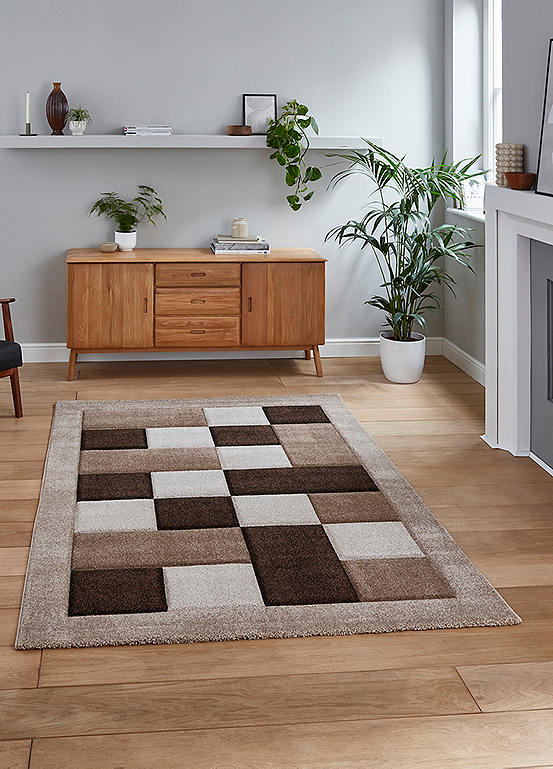 Brooklyn Modern Patchwork Border Soft Hand Carved Rug by Think Rugs ...