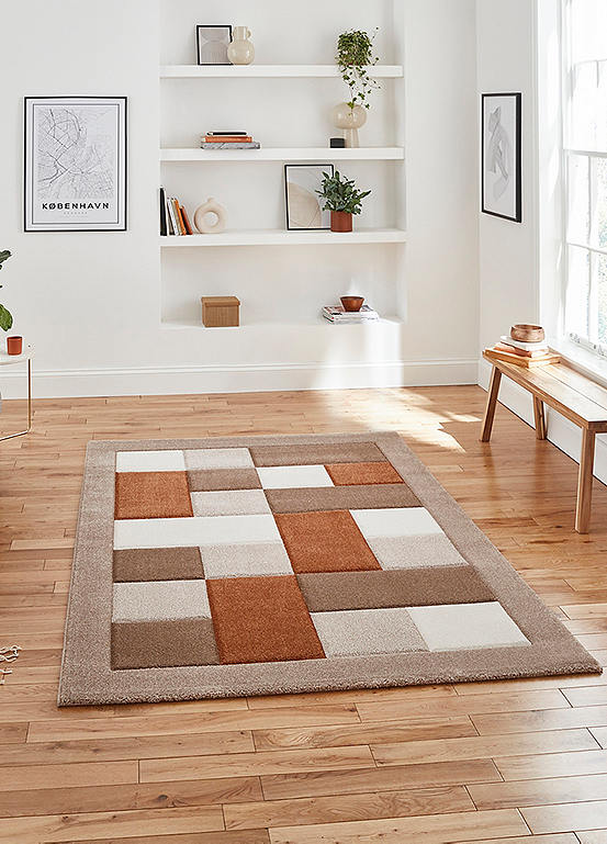 Brooklyn Modern Patchwork Border Soft Hand Carved Rug by Think Rugs ...
