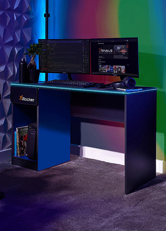 Carbon-Tek Desk with Wireless Charging & Neo Fibre LED Lights - Grey ...