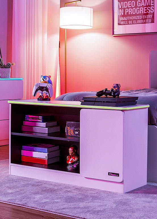 CARBON-TEK TV Media Unit with LED Lights - White by X Rocker | Look Again