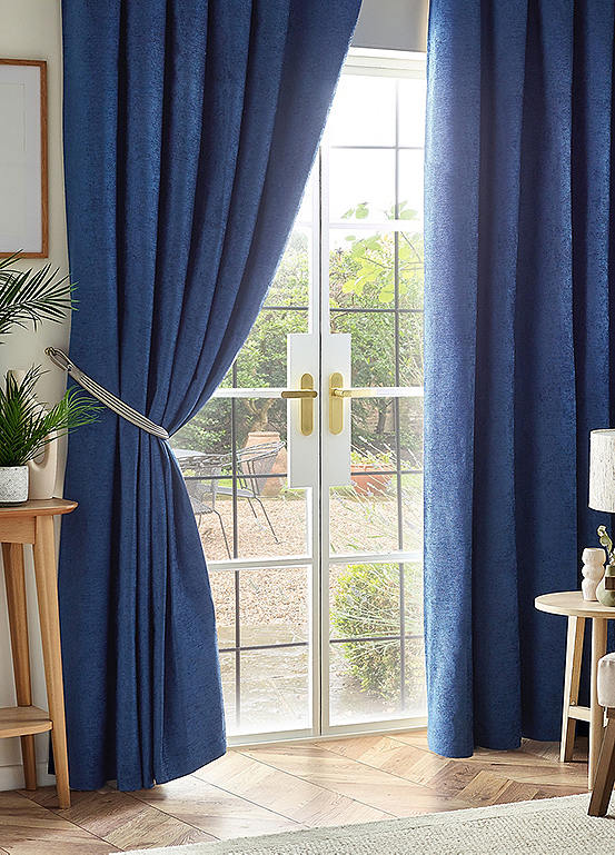 Chenille Pair of Blackout Pencil Pleat Curtains by Alan Symonds | Look ...