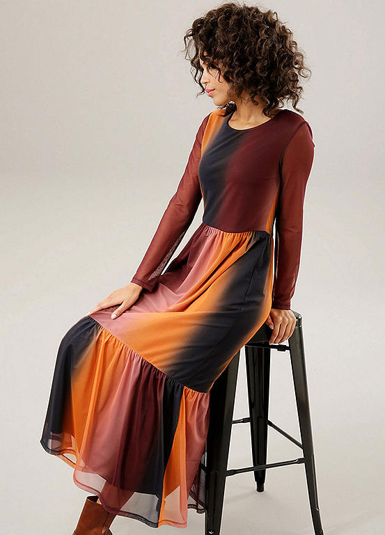 Colour Gradient Lined Maxi Dress by Aniston | Look Again