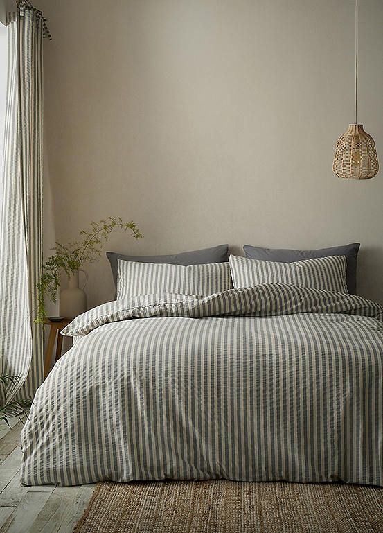Cotton Rich Woven Stripe Duvet Cover Set - Grey by Pineapple Elephant ...