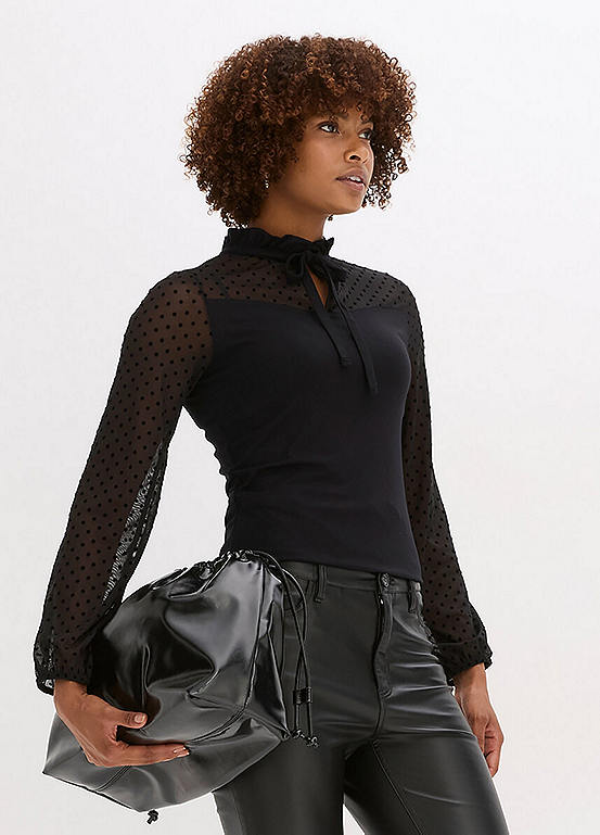 Dotty Mesh Yoke Top by bonprix | Look Again
