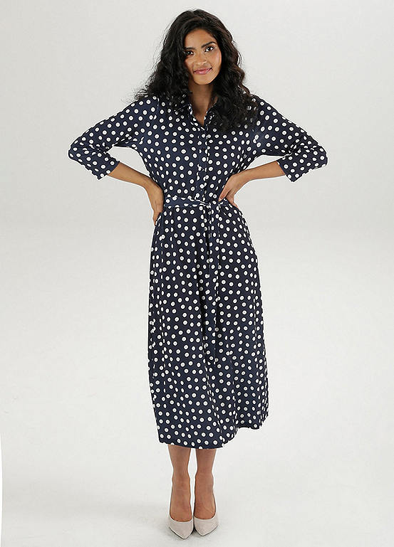 Dotty Print Midi Dress by Aniston | Look Again