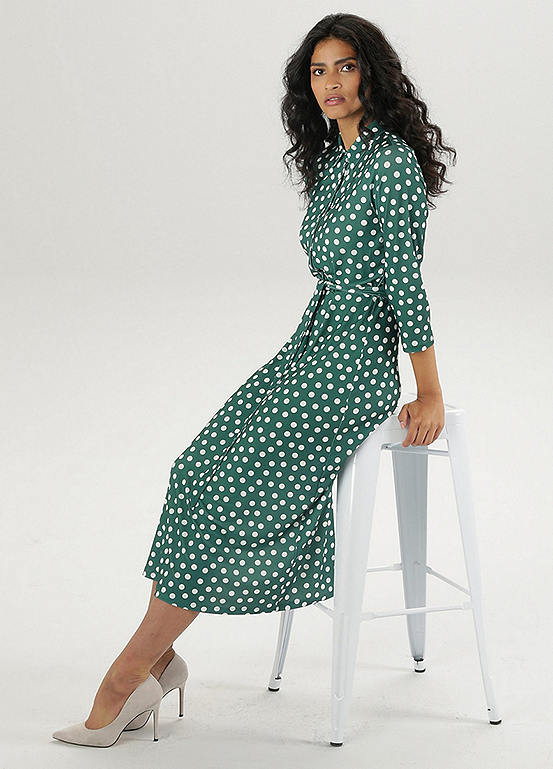 Dotty Print Midi Dress by Aniston | Look Again