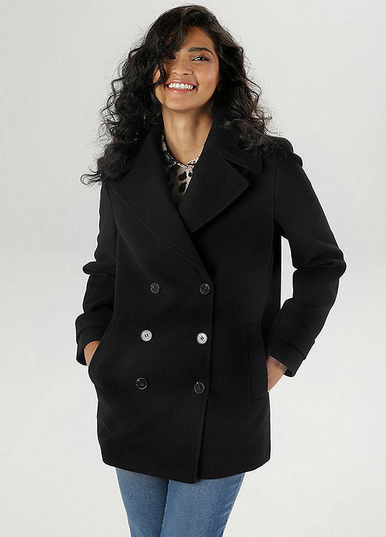 Double Breasted Pea Coat by Aniston | Look Again