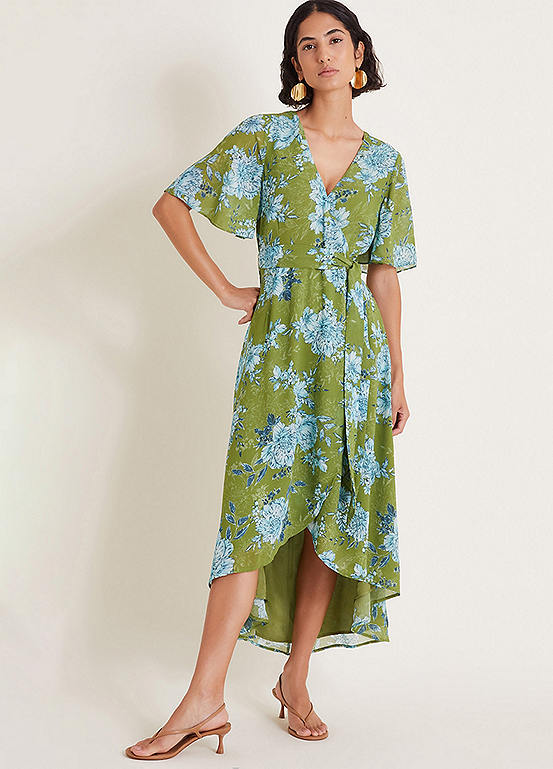 Eva Floral Wrap Midi Dress by Monsoon | Look Again