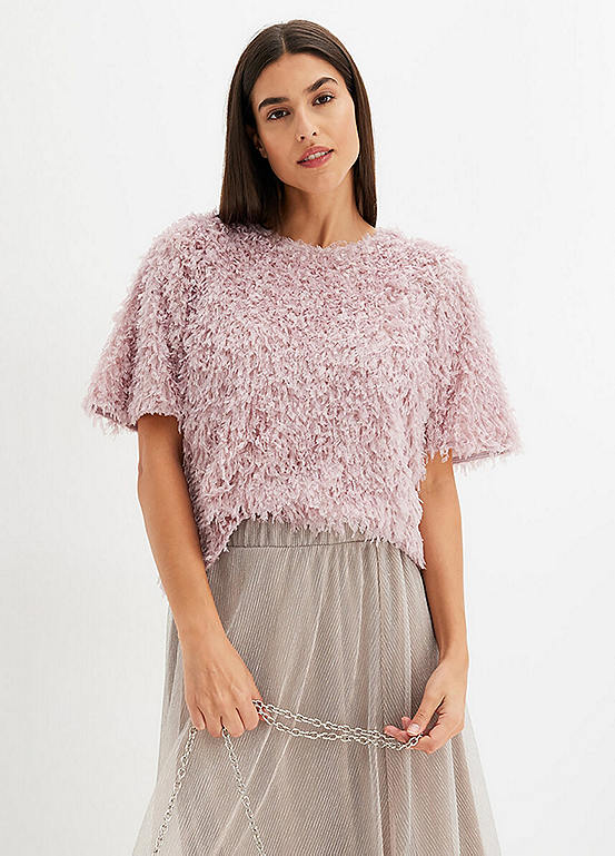 Feather Look Boxy Top by bonprix | Look Again