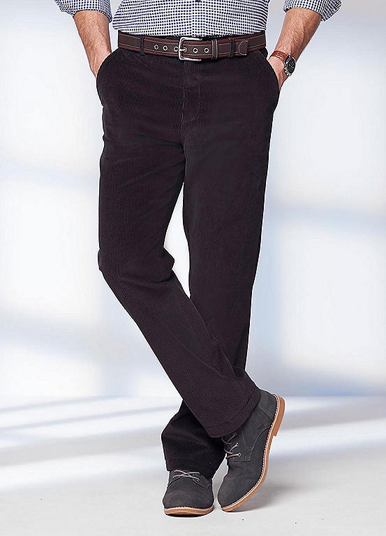 Flat Front Cord Trousers by Cotton Traders | Look Again