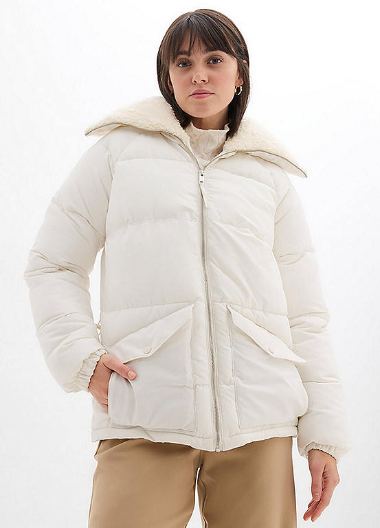 Fleece Collar Padded Coat by bonprix | Look Again