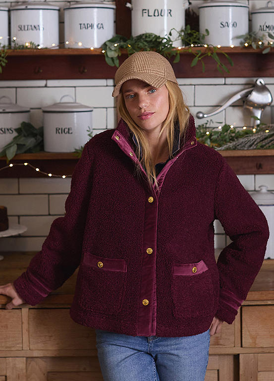 Fleur Red Fleece Jacket by Joules | Look Again