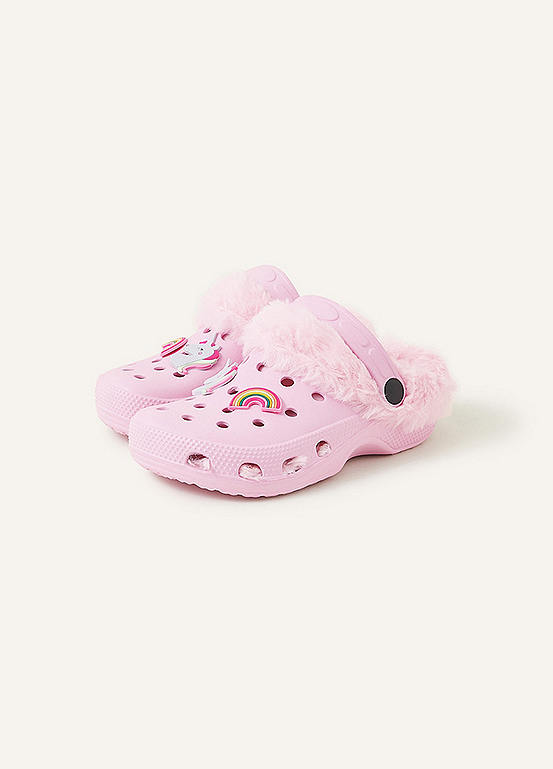 Girls Charm Faux Fur Clogs by Accessorize | Look Again
