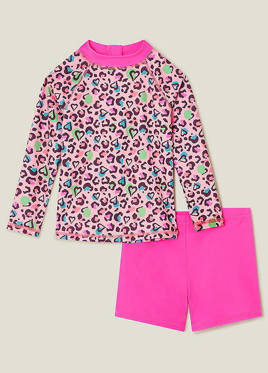 Girls Leopard Print Rash Vest Swim Set by Accessorize | Look Again