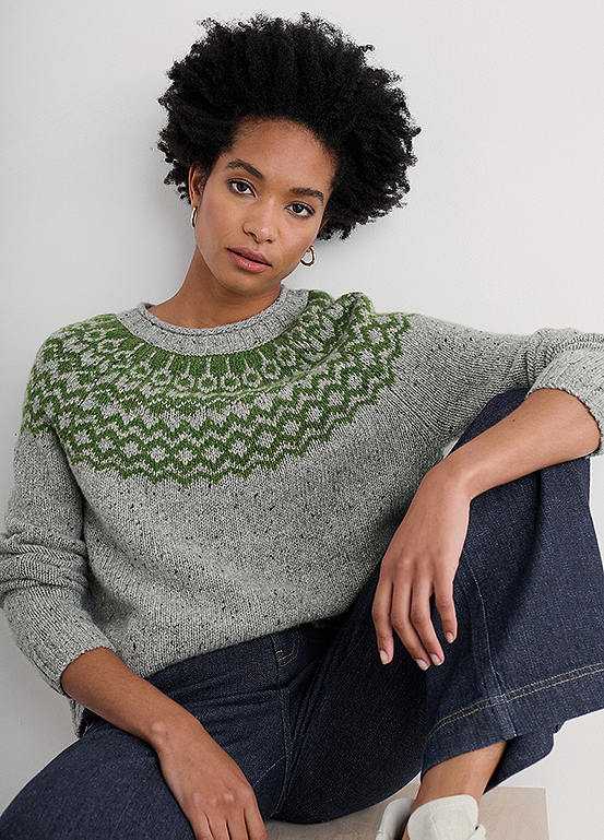 Grey Port Kinnis Fair Isle Jumper with Merino by Seasalt Cornwall ...
