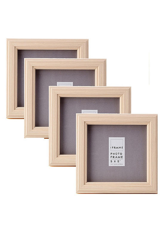 iFrame Light Wood Finish Set of 4 5 x 5 Inch Photo frames | Look Again