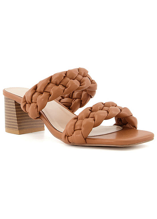 Jenni Tan Weave Plaited Strap Block Heel Sandals by Head Over Heels by ...