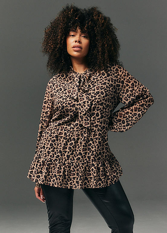 Jess Millichamp Curve Animal Print Pussybow Tiered Animal Blouse by In ...