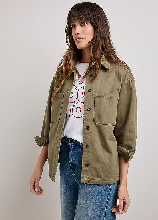 Khaki Denim Shacket by Freemans | Look Again