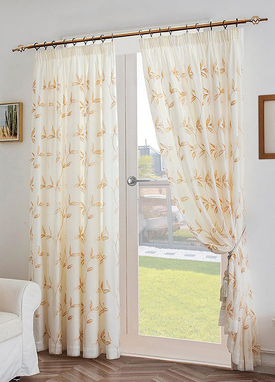 Kingleaf Embroidered Pair of Pencil Pleat Lined Voiles by Alan Symonds ...