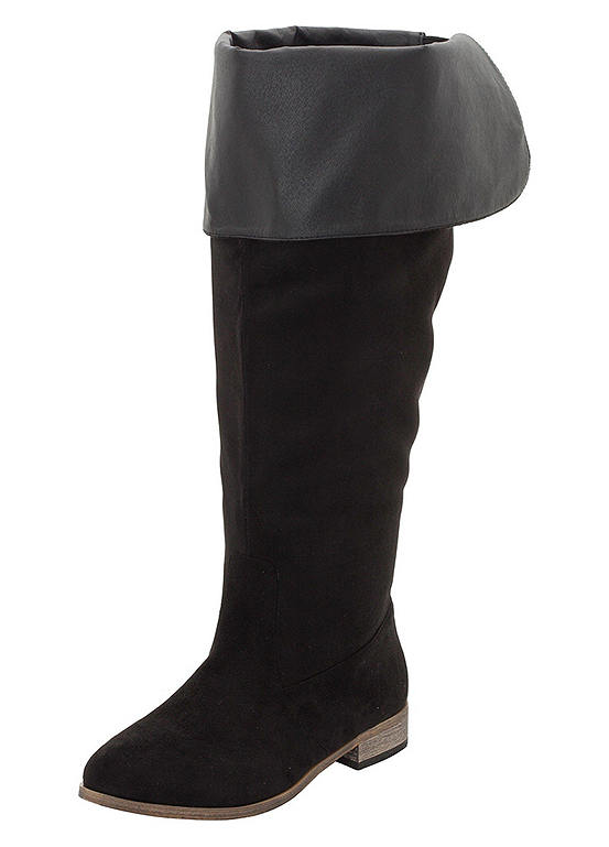 Knee Length Foldable Wide Leg Boots by Sheego | Look Again