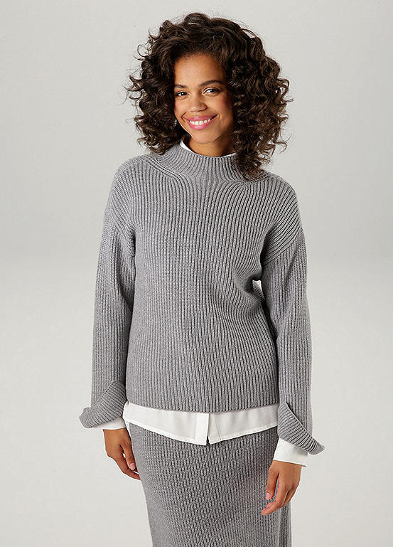 Knitted Round Neck Jumper by Aniston | Look Again